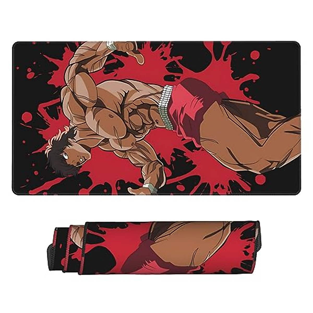 Baki Anime The Grappler Mouse Pad 16x29.5in Computer Keyboard Mousepad Waterproof Desk Pad Non-Slip Office Gaming Keyboards Mouse Mat Big Game Pc Laptop