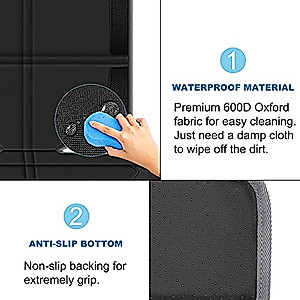 J&C Car Seat Protector for Child Carseat Waterproof Baby Car Seat Protector with Thickest Padding， Non-Slip Backing 2 Pockets, Fit for SUV Sedan Leather Seats
