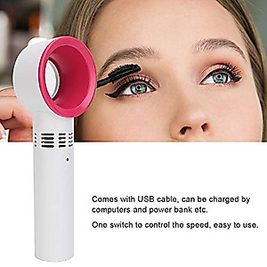 Bladeless Fan, Hand Held Fans, Portable Mini USB Air Conditioning Cooler Face Fan Grafting False Eyelashes Fan, Rechargeable Eyelash Fan Dryer(White)