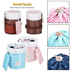 STAY GENT Counting Mars 4 Pieces Portable Drawstring Makeup Bag, Large Capacity Waterproof Cosmetic Bag for Home and Travel