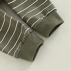 Baby Boy Clothes 3 6 9 12 18 24M 3T Pants Set Hooded Patchwork Hoodie Striped Sweatpants Fall Winter Outfit (C-Army Green, 6-12 Months)