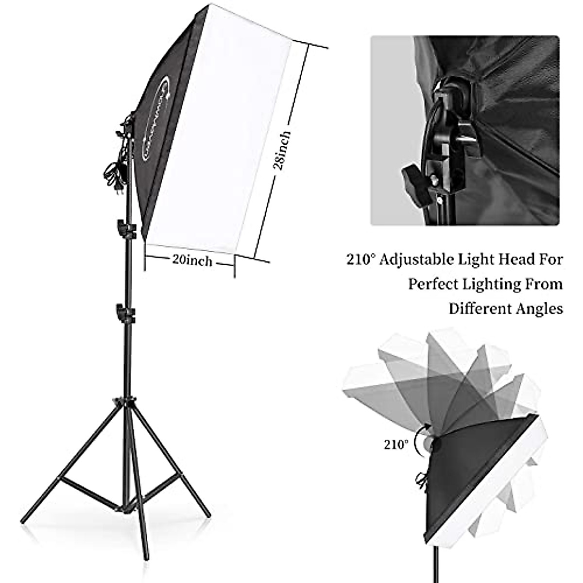 ShowMaven Softbox Lighting Kit, Studio Lights with 2 135W Bulbs 5500K Continuous Photography Lighting Kit for Filming Portrait Product Shooting Photography Video Recording