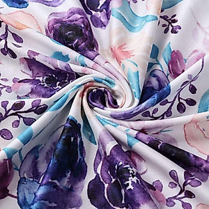 Newborn Receiving Blanket Girl, Stretchy Baby Swaddle Blankets Headband Hat Set, New Born Hospital Outfit Infant Shower Gift, 0-3 Months, Purple Floral