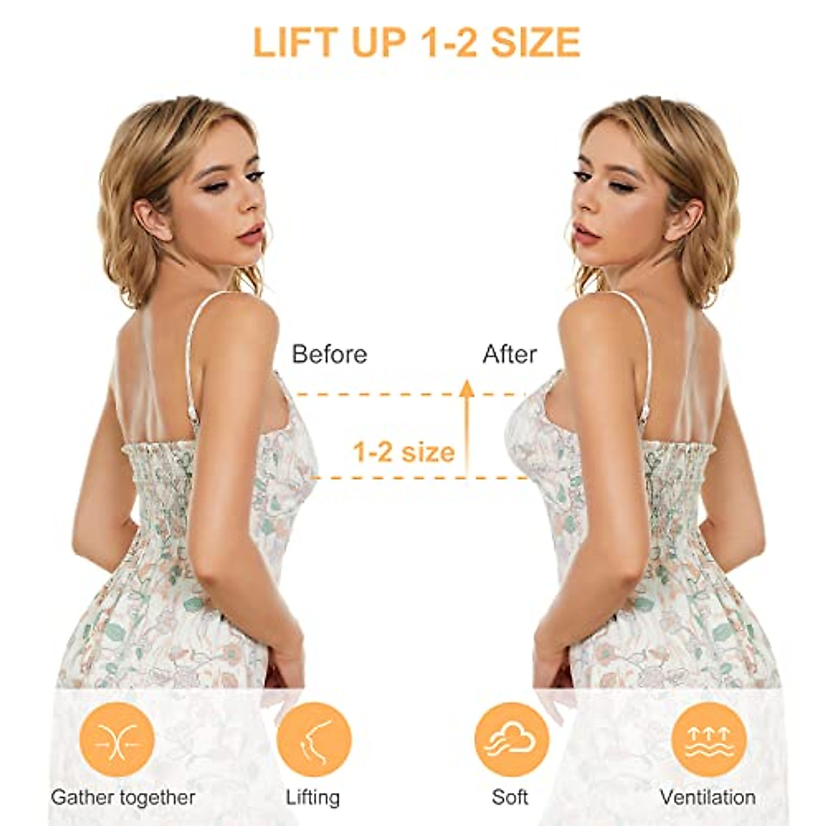 AMFLOWER Adhesive Bra Invisible Self Adhesive Strapless Bra Silicone Push Up with Nipple Covers Reusable for Backless Dress Nude, 30-38C