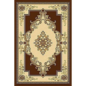 PlanetRugs Glamour Design 206 3D Hand Carved Traditional Rug Oriental Floral 7'9''x10'8'' Brown Chocolate