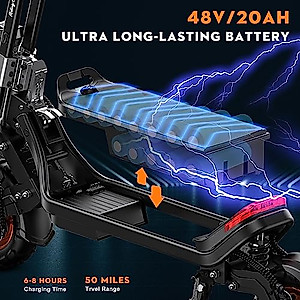 Electric Scooter for Adults with Smart APP - Folding Electric Scooter Dual 1200W Motor,Up to 37 MPH & 50 Miles Range,Removable 48V/20AH Battery,11" All Terrain Fait Tires Offroad Electric Scooter.