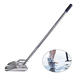 Shaledig Sand Scoop for Metal Detecting, 304 Stainless Steel Shovel Scoop for Metal Detecting for Adults, Rust-Proof Sand Scoops for Treasure Hunting, Handheld with Long Heavy Duty Handle Pole Design