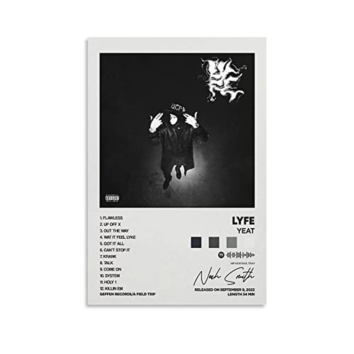 xiaOma Yeat Poster Lyfe Album Cover Poster Canvas Art Painting Decor Wall Posters Bedroom Gym Decorative Gift 12x18inch(30x45cm)