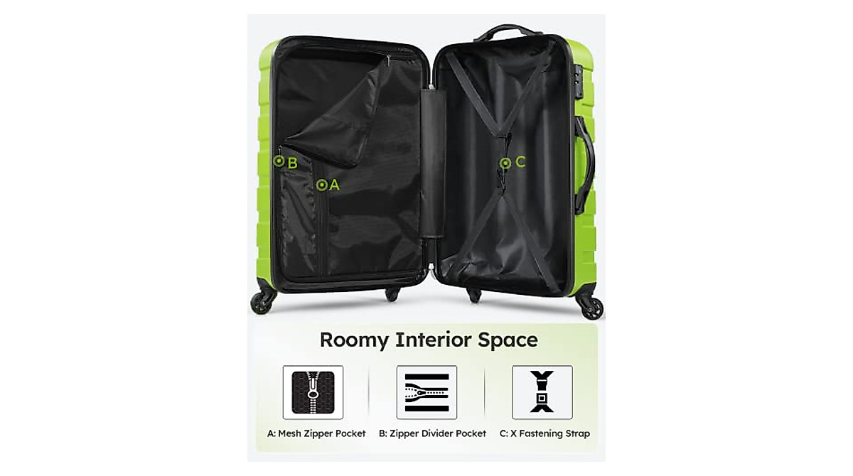 Light Green Hard Shell Luggage Set - 3 Piece with Spinner Wheels