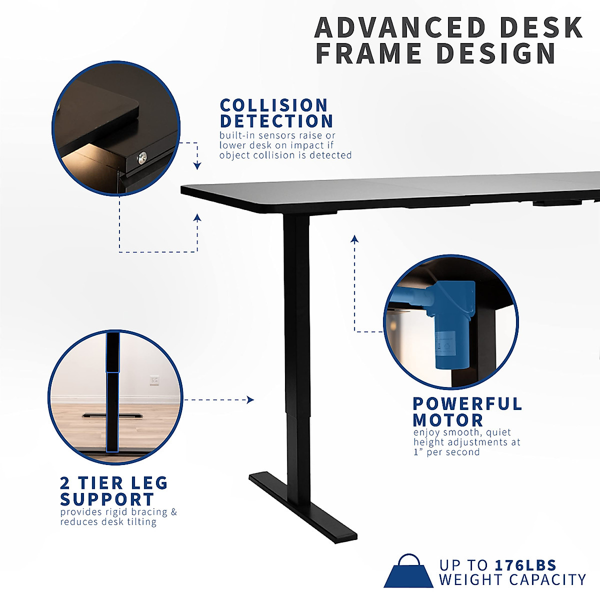 VIVO 60-inch Electric Height Adjustable 60 x 24 inch Stand Up Desk, Light Wood Solid One-Piece Table Top, White Frame, Home & Office Furniture Sets, B0 Series, DESK-KIT-W06C