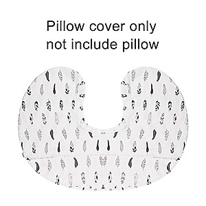 ALVABABY Nursing Pillow Cover Slipcover 2 Pack,100% Organic Cotton,Soft and Comfortable,Feathers Design,Maternity Breastfeeding Newborn Infant Feeding Cushion Cover,Baby Gift 2UBZT01