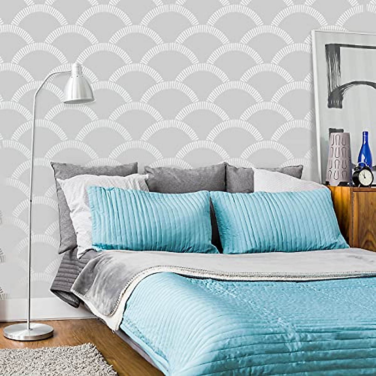 8 Pieces 12 x 12 Inch Wall Stencils for Painting Geometric Modern Herringbone Wall Stencils Wall Decor Reusable Film Decorative for Painting, Stencils for Walls, Wall Stencil Pattern (Simple Style)