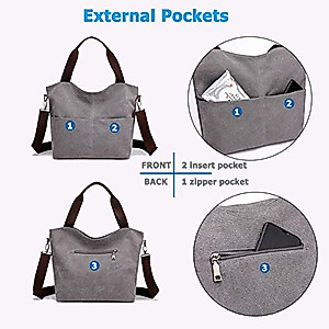 DOURR Hobo Handbags, Canvas Crossbody Bags for women Fashion Crossover Purse Cotton Shoulder Bag (Gray-01)