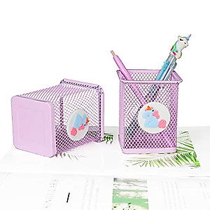 Trycooling Pen Holder Cute Pencil Holder for Kids Girls Mesh Pen Cup Holder Stand Desk Organizer Unicorn Makeup Pencil Holder for Office,School,Home,Pink Pencil Holder (2 Pack Square)