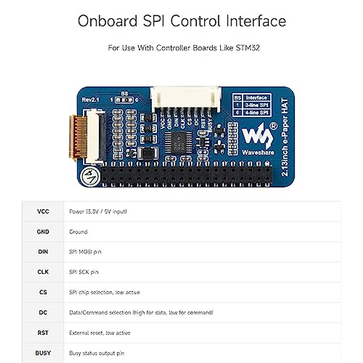 waveshare 2.13inch E-Ink Display HAT Compatible with Compatible with Raspberry Pi 5/4B/3B/Zero/Zero W/Zero 2W/Pico/Pico W/Pico WH, 212x104 Resolution Three-Color SPI Interface