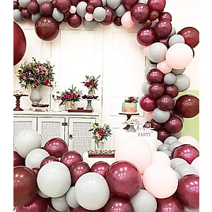 Maylai 50 Pack Burgundy Balloons 12 Inch(Thicken 3.2g/pc), Wine Red Ballons Round Helium Pearlized Balloons Maroon Balloons for Wedding Birthday Christmas Party Decoration (Burgundy)
