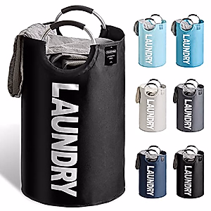 YOUDENOVA 115L Large Laundry Hampers with Handles, Collapsible Tall Clothes Baskets, Washing Bag for Bathroom, Bedrooms, College Dorm (Black)