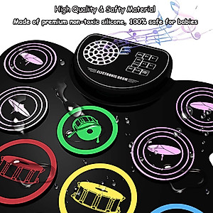 Electric Drum Set, MAZAHEI 9 Pads Silicon Electronic Drum Pad with Headphone Jack Foot Pedals Drum Sticks, Build in Speakers Drum Set Kids for Christmas Birthday Gifts