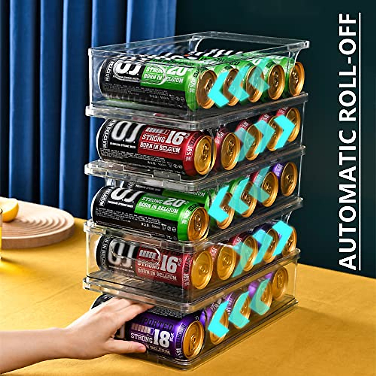 Xicennego Stackable 16oz Energy Drink Can Tall Cans Storage Organizer and Refrigerator Soda Can Holder for Standard 12oz Cans