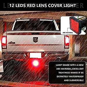 Cenipar Trailer Hitch Receiver Cover with 12 LEDs Red Brake Light with 2" Receiver for Towing Truck RV and SUV