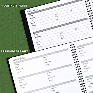 Planner 2024 - Planner/Calendar 2024, Jan.2024 - Dec.2024, 2024 Planner Weekly & Monthly with Tabs, 8" x 10", Flexible Cover + Twin-Wire Binding + Calendars, Daily Organizer - Black-Green Gilding