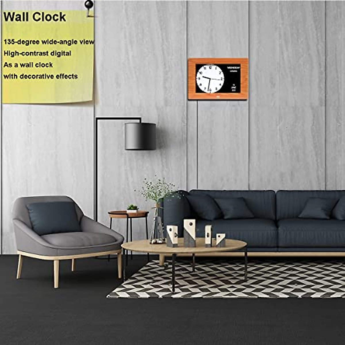 AINFTIME Clock with Day and Date for Elderly-3 Colors Display Digital Calendar Alarm Clock Dementia Alzheimers Clock with Extra Large Display (7in Woodgrain)