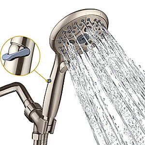 Bundled products of SunCleanse Brushed Nickel Shower Head, 7 Settings Hand held Shower with ON/OFF Pause Switch,and Toilet Paper Stand