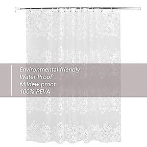 TIKABC Frosted Flower Shower Curtain Liner, 5G PEVA Shower Liner, Non-Toxic Odor Free Plastic Waterproof Shower Curtains, 72x72 inch with Grommet Holes 3 Magnetic Weights