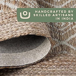 TOWN & COUNTRY TERRA Nalani Textured Diamond Hand-Knotted Flatwoven 100% Natural Jute Area Rug, Brown, 3'x5'