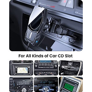 OQTIQ Hexagon Magnetic Wireless Charging Car Mount CD Phone Holder Compatible with Magsafe iPhone 14 13/Pro/Pro Max/Mini(QC 3.0 Car Charger & 3.3ft Type-C Cable Included)