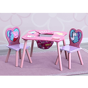 Delta Children Kids Table and Chair Set with Storage (2 Chairs Included) - Ideal for Arts & Crafts, Snack Time, Homeschooling, Homework & More, Peppa Pig