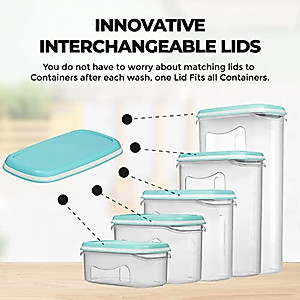 Shazo LARGEST Set of 40 Pc Food Storage Containers (20 Container Set) Airtight Dry Food Space Saver w Interchangeable Lid, Labels + Marker - One Lid Fits All - Reusable