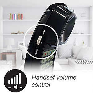 AT&T 210 Basic Trimline Corded Phone, No AC Power Required, Wall-Mountable, Black