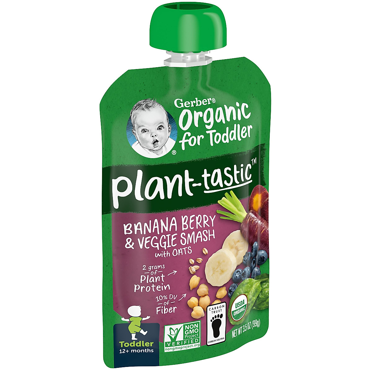 Gerber Organic for Toddler Plant-Tastic Pouches Variety Pack (6 CT (Pack of 1), Banana Berry)