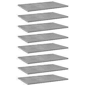 GOLINPEILO 8 pcs Bookshelf Boards Chipboard Replacement Panels Storage Units Organizer Display Shelves, Concrete Gray 23.6"x15.7"x0.6"