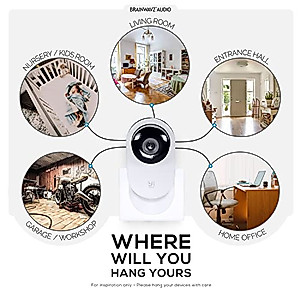 Wall Mount for YI Home (3 Pack) Security Camera - Adhesive Holder, No Hassle Bracket, Strong 3M VHB Tape, No Screws, No Mess Install (White) by Brainwavz