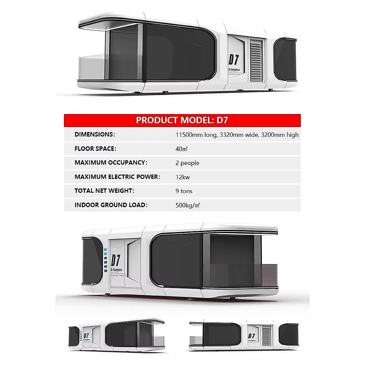 Capsule Home House, Commercial spce pod Hotel Luxury Tiny House fabricated Space Capsule Container Model D6