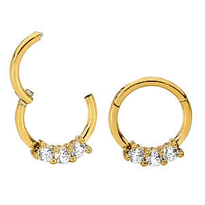 365 SLEEPERS 16G Surgical Steel 8mm 10mm Gem Hinged Segment Nose Lip Ring Helix Tragus Septum Sleeper Earring Body Piercing Jewelry