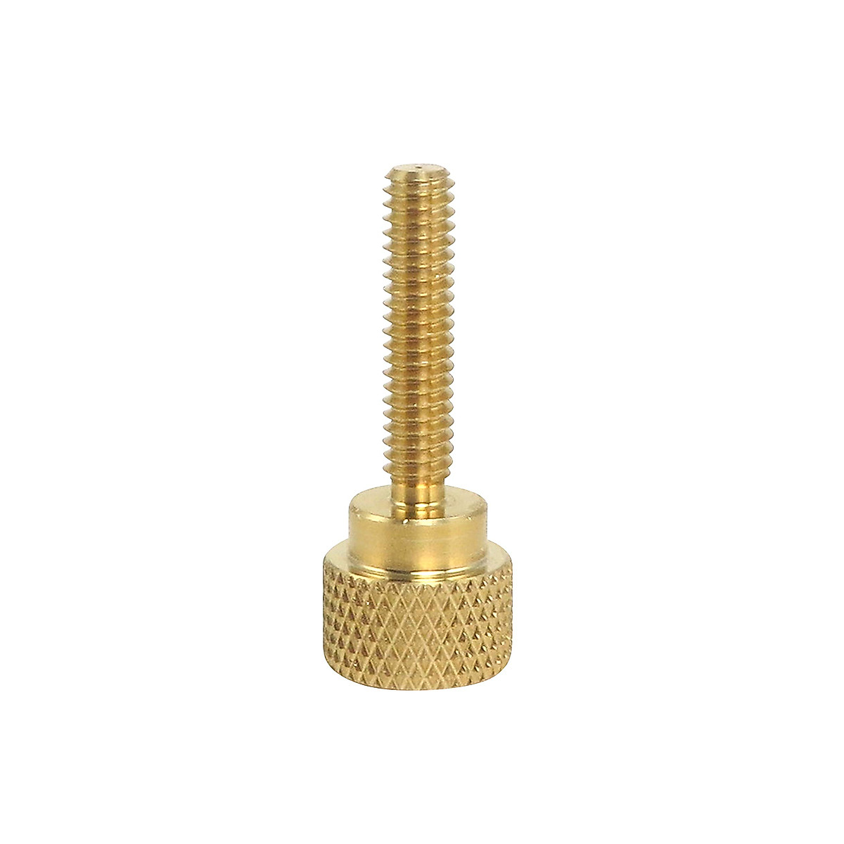 10 Pack 8-32 x 3/4 Inch Threads Solid Brass Diamond Knurled Thumb Screws Knobs with Straight Shoulders Right-Hand Threads SAE Flat Tip Uncoated (8-32 x 3/4 inch Long Threads)