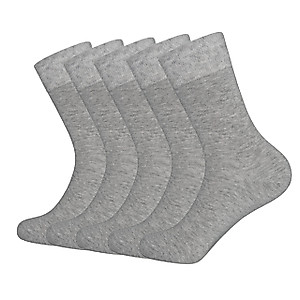 SERISIMPLE Viscose Bamboo Dress Men Sock Thin Soft Crew Anti Odor Lightweight Sock Breathable Comfort Cool soft Sock 5 Pairs (US, Alpha, X-Large, Regular, Regular, Grey)