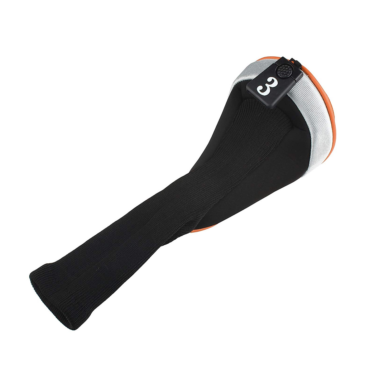 Andux 4pcs/Set Golf 460cc Driver Wood Club Head Covers Long Neck with Interchangeable No. Tags Black/Orange