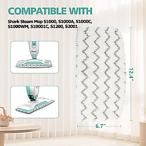 4 PCS Replacement Pads Accessory for Shark Steam Mop S1000, S1000A, S1000C, S1000WM, S1001C, S2001 Dirt Grip Pads, Microfiber Washable & Reusable