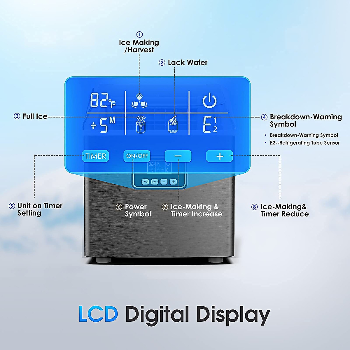 Portable Compact Ice Maker Machine Countertop With Scoop & Basket, 40Lbs/24H Auto Self-Cleaning,24 pcs Ice Cube in 13 Mins, ,Stainless Steel, Perfect for Home/Kitchen/Office/Bar (Black)