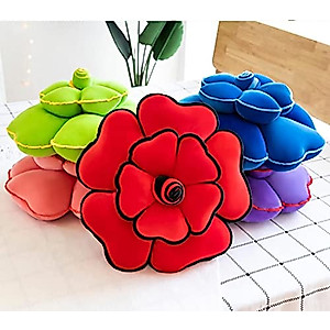 Martha Lia Flower Throw Pillow for Friends-3D Rose Flower Decorative Pillow,Round Decor Pillow-Flower Home Decorations-Couch & Bed Flower-Shaped Pillow,Red,20 Inches