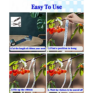 Whtawtaw 2 Rolls 328 FT Bird Scare Tape Ribbon, Deterrent Visual Audible Reflective Tape to Keep Away Birds, Holographic Double Sided Flash Tape for Outdoor, Garden, Balcony