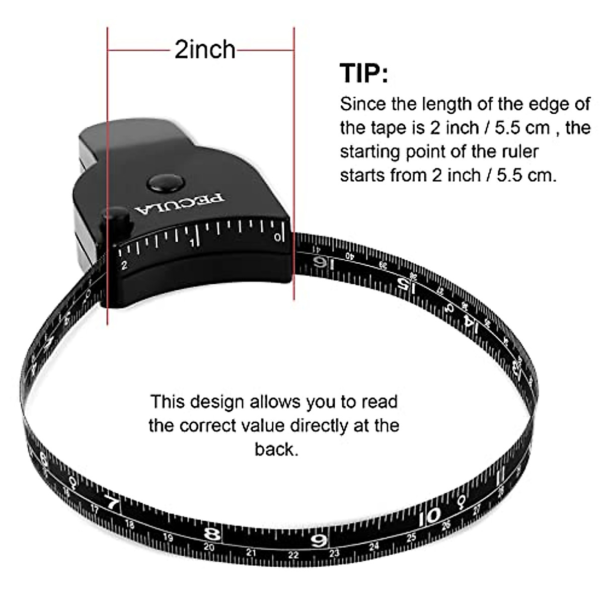Body Measuring Tape 60 inch, Body Tape Measure, Lock Pin and Push Button Retract, Body Measurement Tape, Black