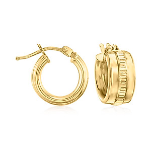 Canaria Italian 10kt Yellow Gold Huggie Hoop Earrings