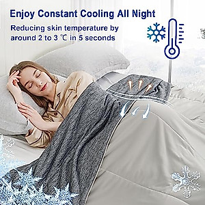 PHF Clever Cooling Blanket King Size, Arc-Chill Cold Tech Fabric Cooling Comforter for Hot Sleepers Night Sweats, Lightweight Soft Breathable Silk Smooth Summer Blanket, 108"x90", Charcoal Grey
