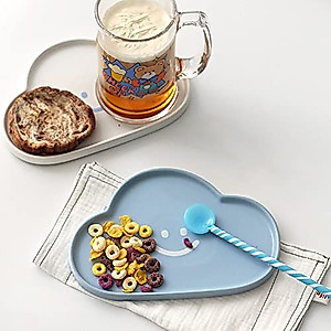 Ceramic Cloud Shaped Decorative Tray with Smile Face, Cute Kawaii Aesthetic Dish Trinket Tray Plate for Home Bedroom Vanity Bathroom Decor, Jewelry Holder Organizer, for Kids Teen Girls Women