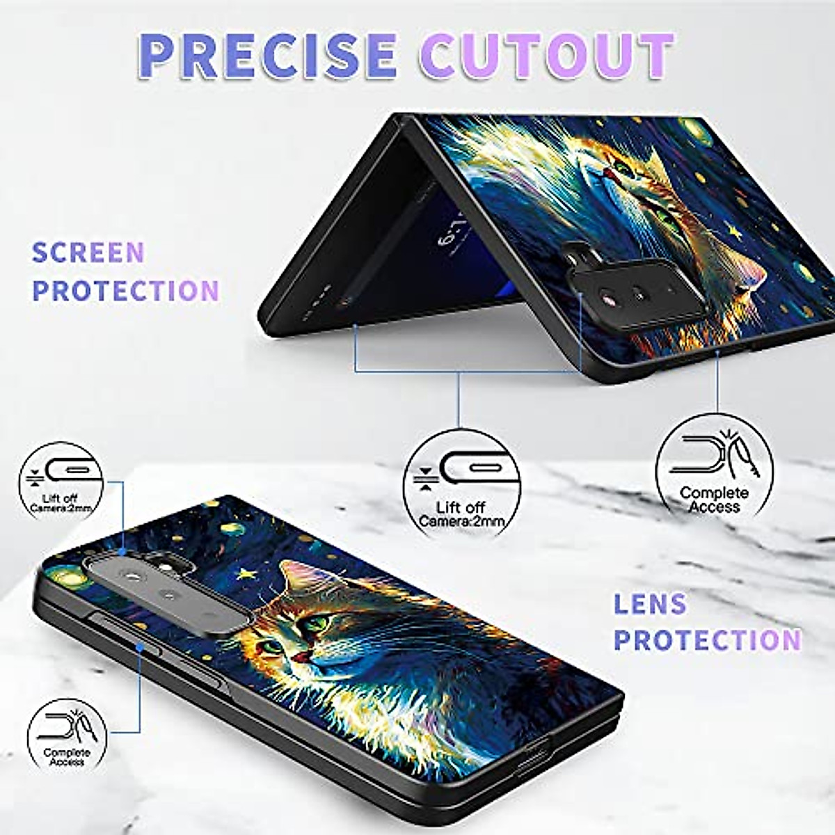 RYUITHDJP for Microsoft Surface Duo 2 Case 8.3" Cat Design for Microsoft Surface Duo 2 Phone Case Stylish Shockproof Cover